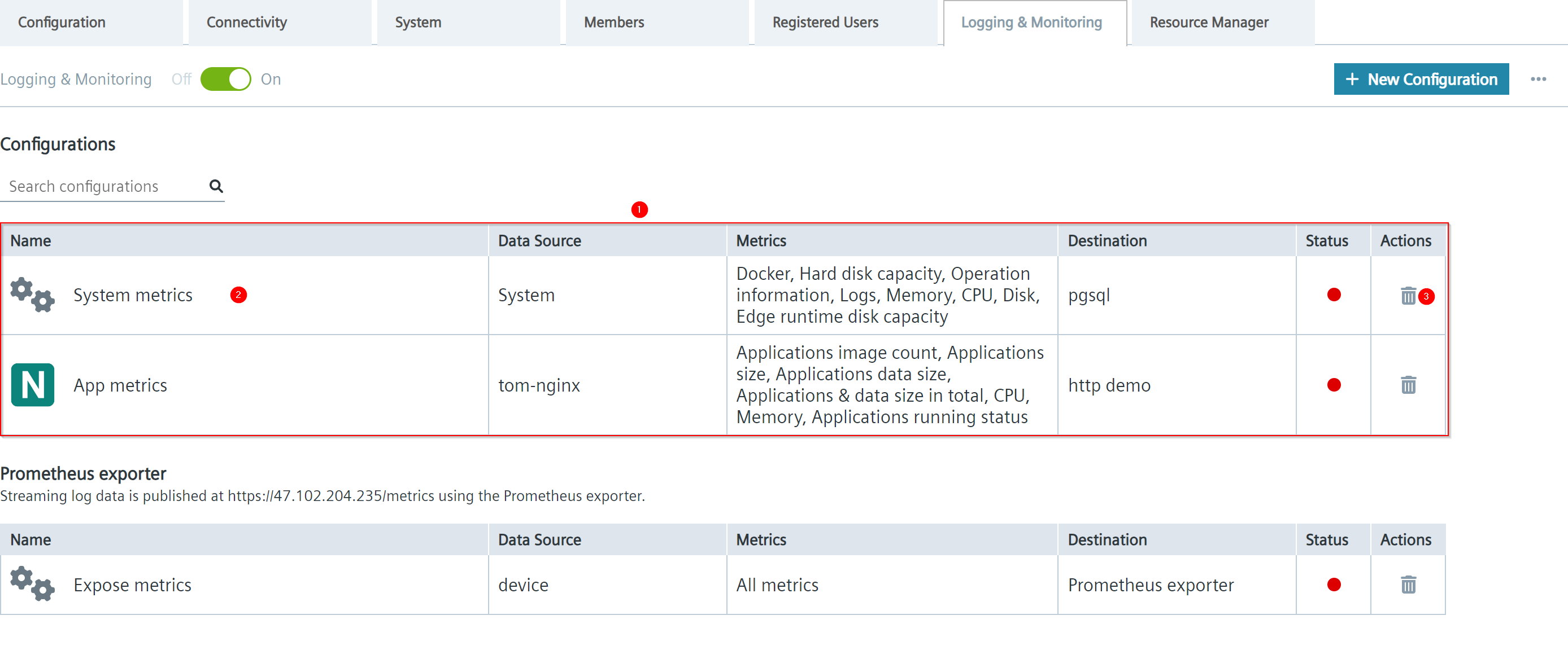 Creating Metrics Configuration Industrial Edge Documentation